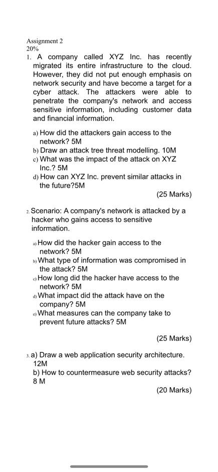 Solved Assignment 2 20% 1. A company called XYZ Inc. has | Chegg.com