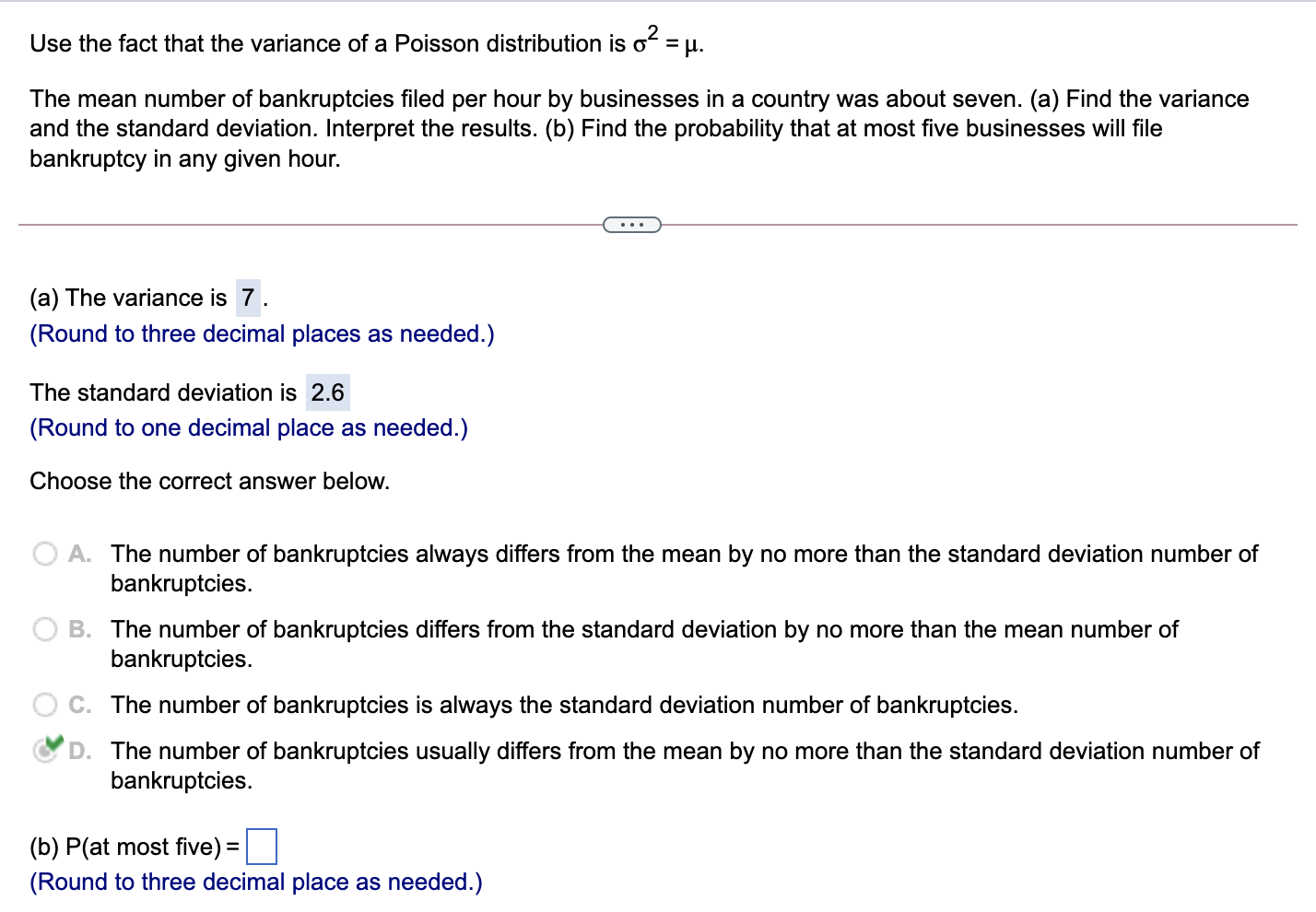 Solved Use the fact that the variance of a Poisson | Chegg.com