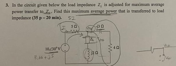 Solved 3. In the circuit given below the load impedance ZL | Chegg.com