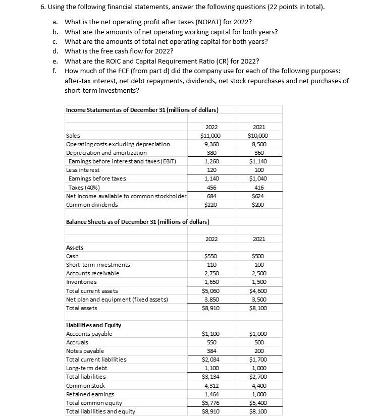 Solved Just part F please, in part D I calculated the FCF to | Chegg.com