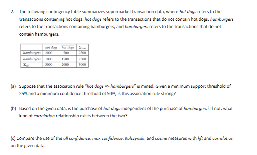 Solved 2. The following contingency table summarizes | Chegg.com
