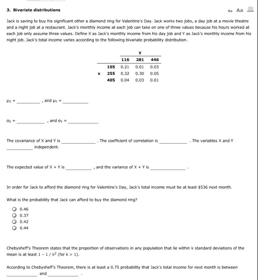 Solved 3. Bivariate distributions Aa Aa Jack is saving to | Chegg.com