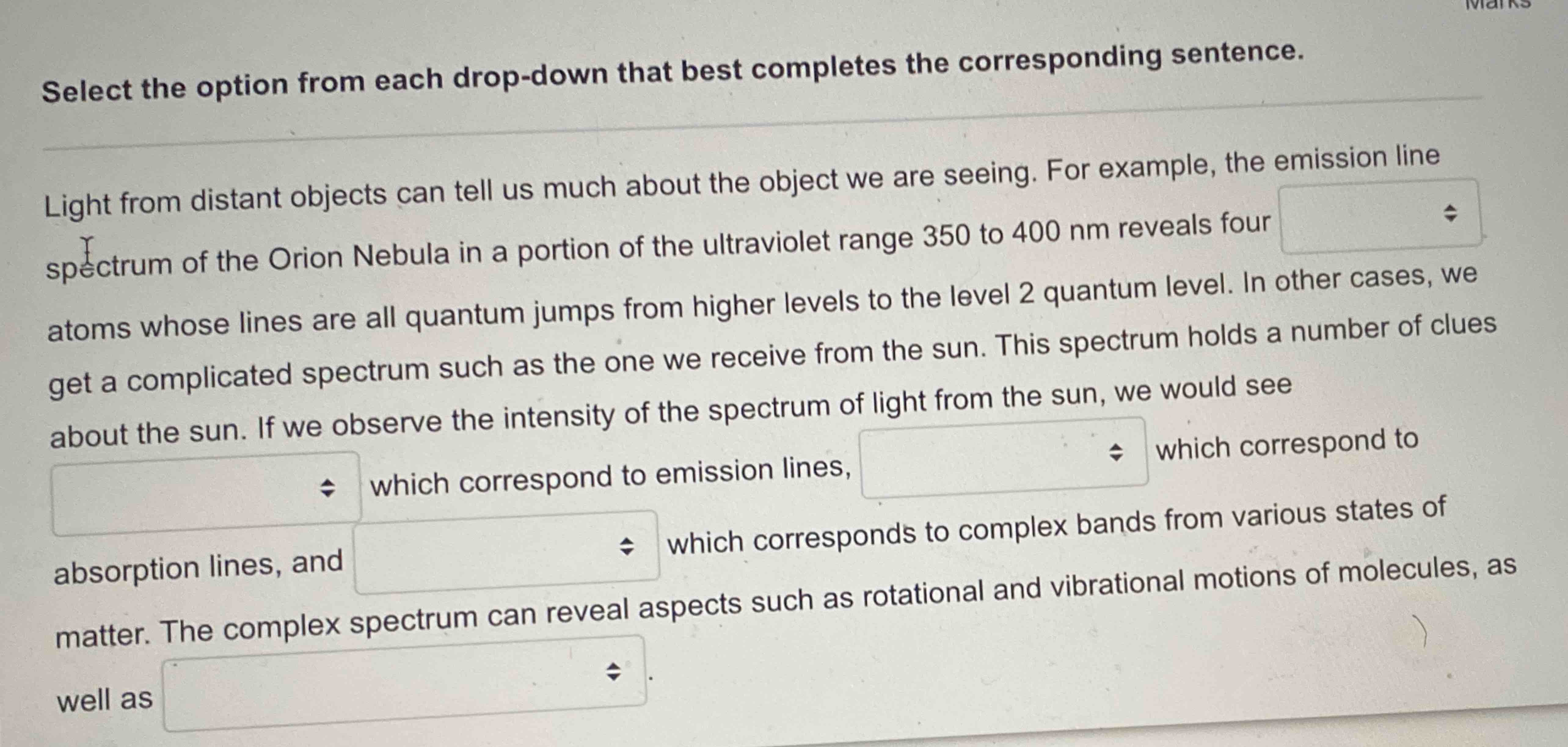 Solved Select the option from each drop-down that best | Chegg.com