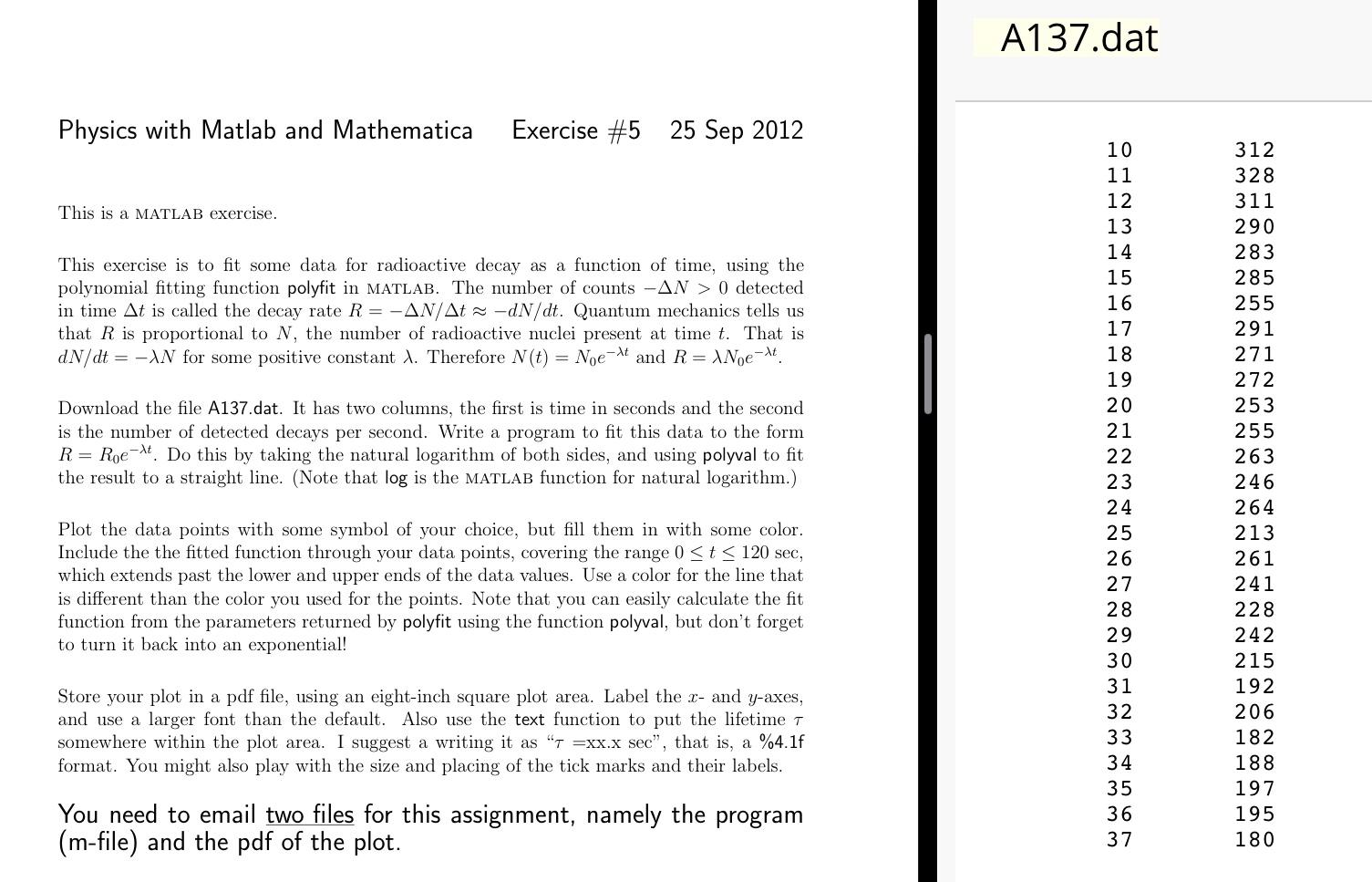Solved A137dat Physics With Matlab And Mathematica Exercise 3650