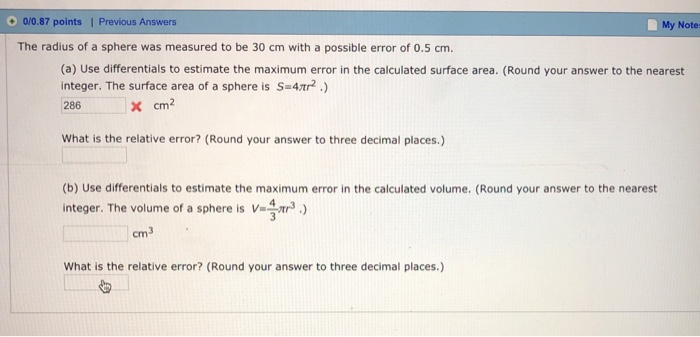 Solved 8. o/0.9 points | Previous Answers SCalcET8 3.9.013. | Chegg.com