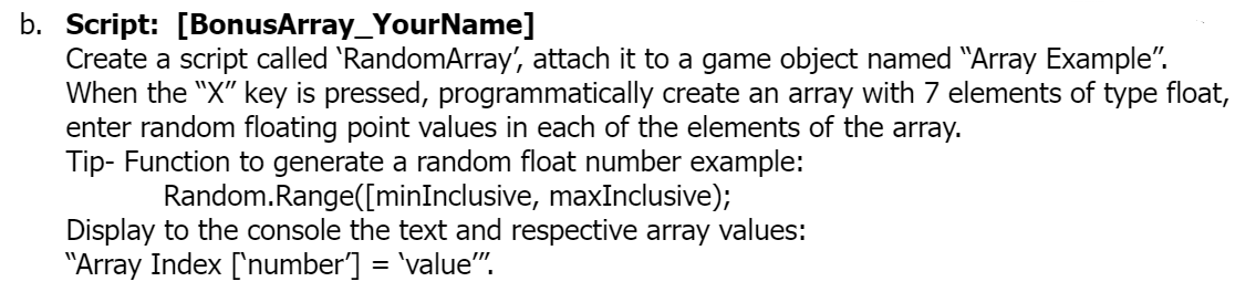 Solved b. Script: [BonusArray_YourName] Create a script | Chegg.com