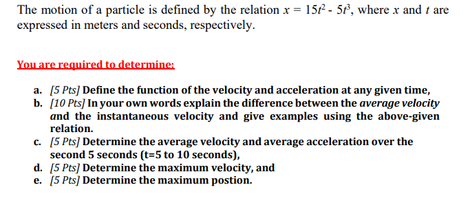 Solved The motion of a particle is defined by the relation x | Chegg.com