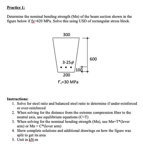 Determine the nominal bending strength (Mn) of the | Chegg.com