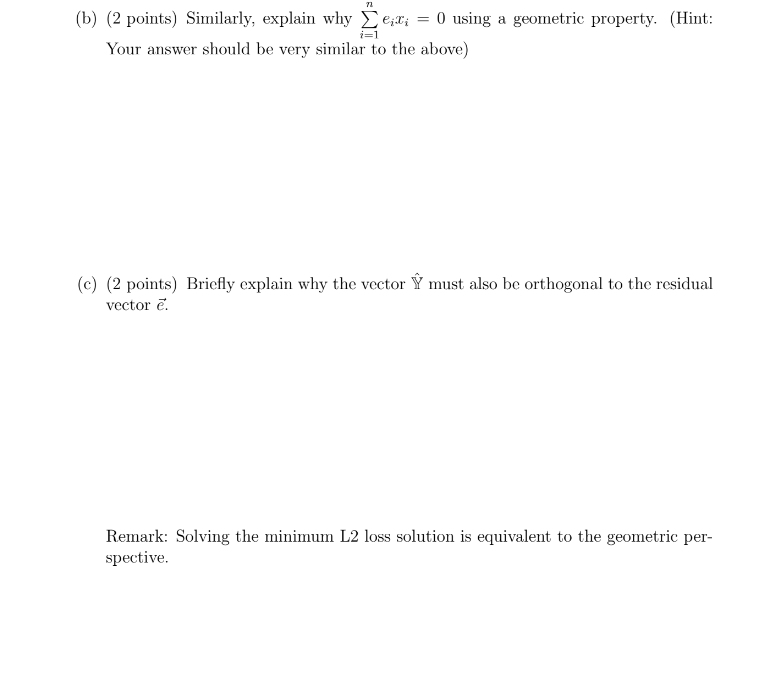 Solved Geometric Perspective of Simple Linear Regression 1. | Chegg.com