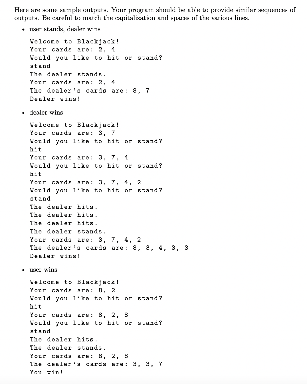 Solved Blackjack Blackjack is a card game where players draw | Chegg.com