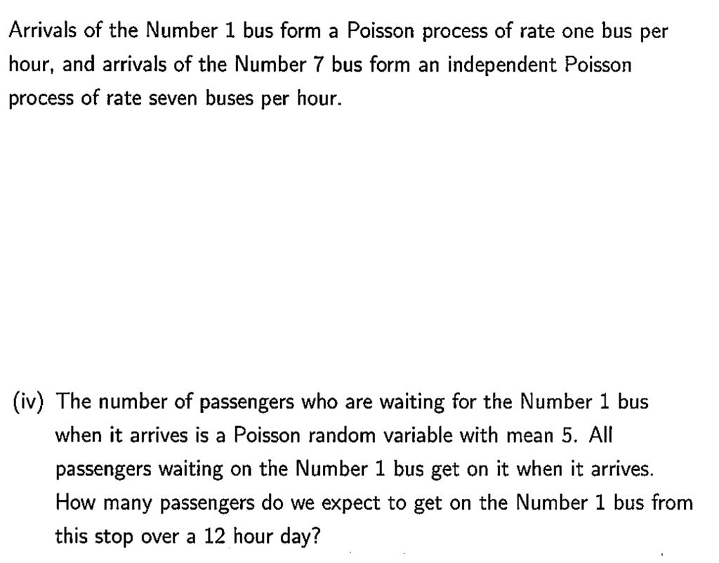 Solved Arrivals Of The Number 1 Bus Form A Poisson Process Chegg