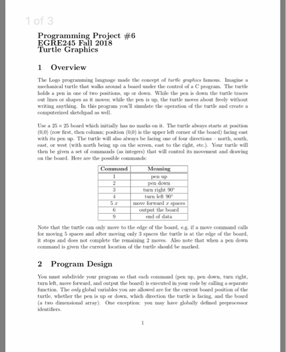 Solved 1 of 3 Programming Project #6 EGRE245 Fall 2018 | Chegg.com