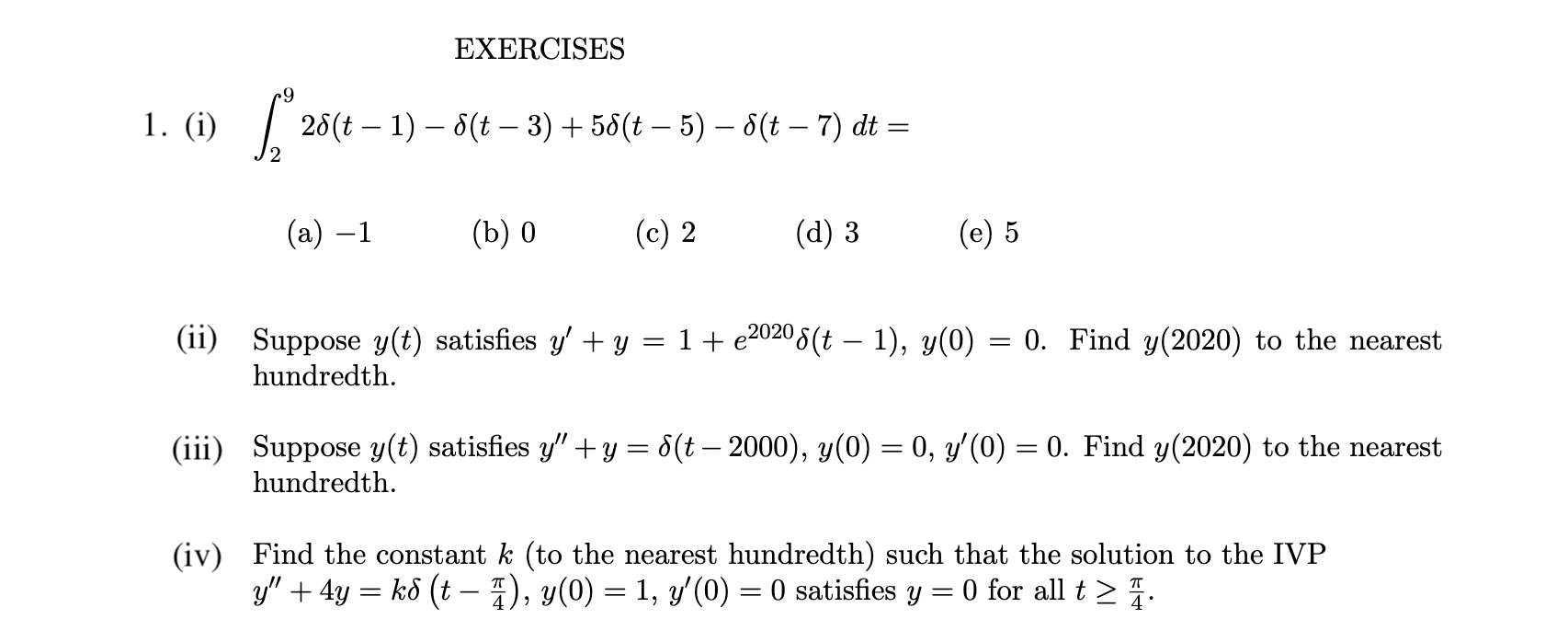 Solved EXERCISES 1. (i) $* 2840 – 1) – 04 – 3) + 5(4 – 5) – | Chegg.com