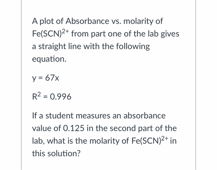 Solved A student performed the equilibrium constant lab, as | Chegg.com