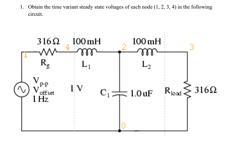 Solved Vpp should be 1V1. ﻿Obtain the time variant steady | Chegg.com