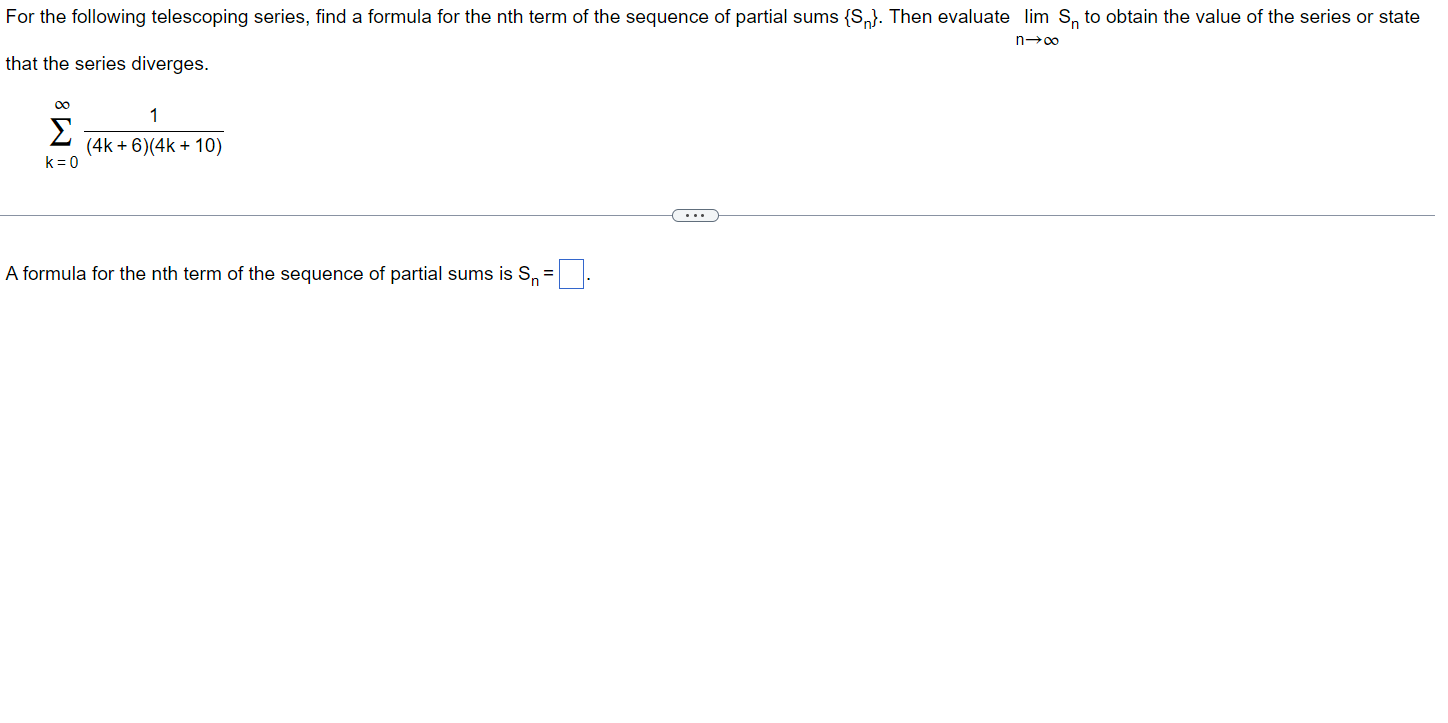 Solved For the following telescoping series, find a formula | Chegg.com