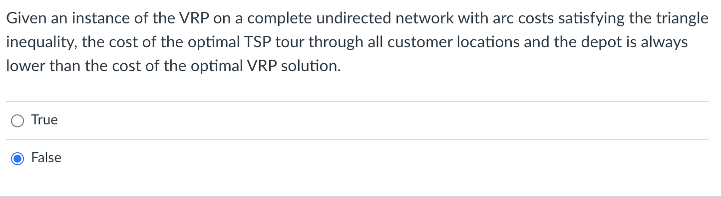 Solved Given an instance of the VRP on a complete undirected | Chegg.com