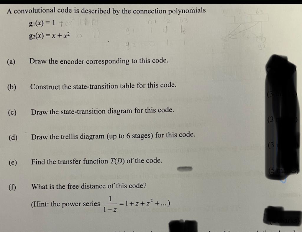Solved A convolutional code is described by the connection | Chegg.com