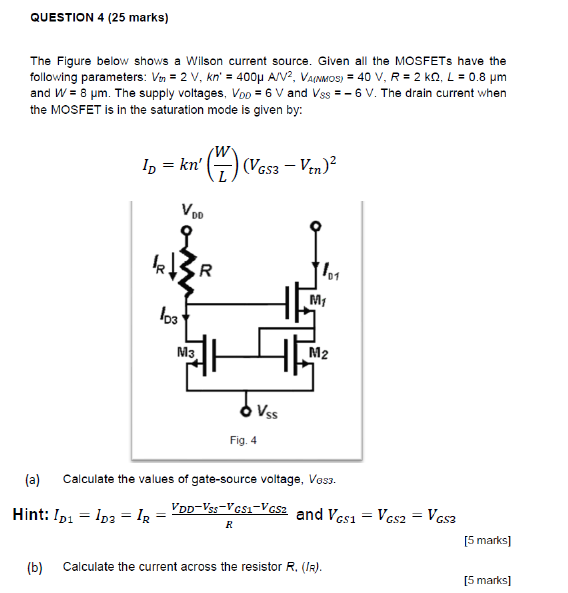 Solved The Figure below shows a Wilson current source. Given | Chegg.com