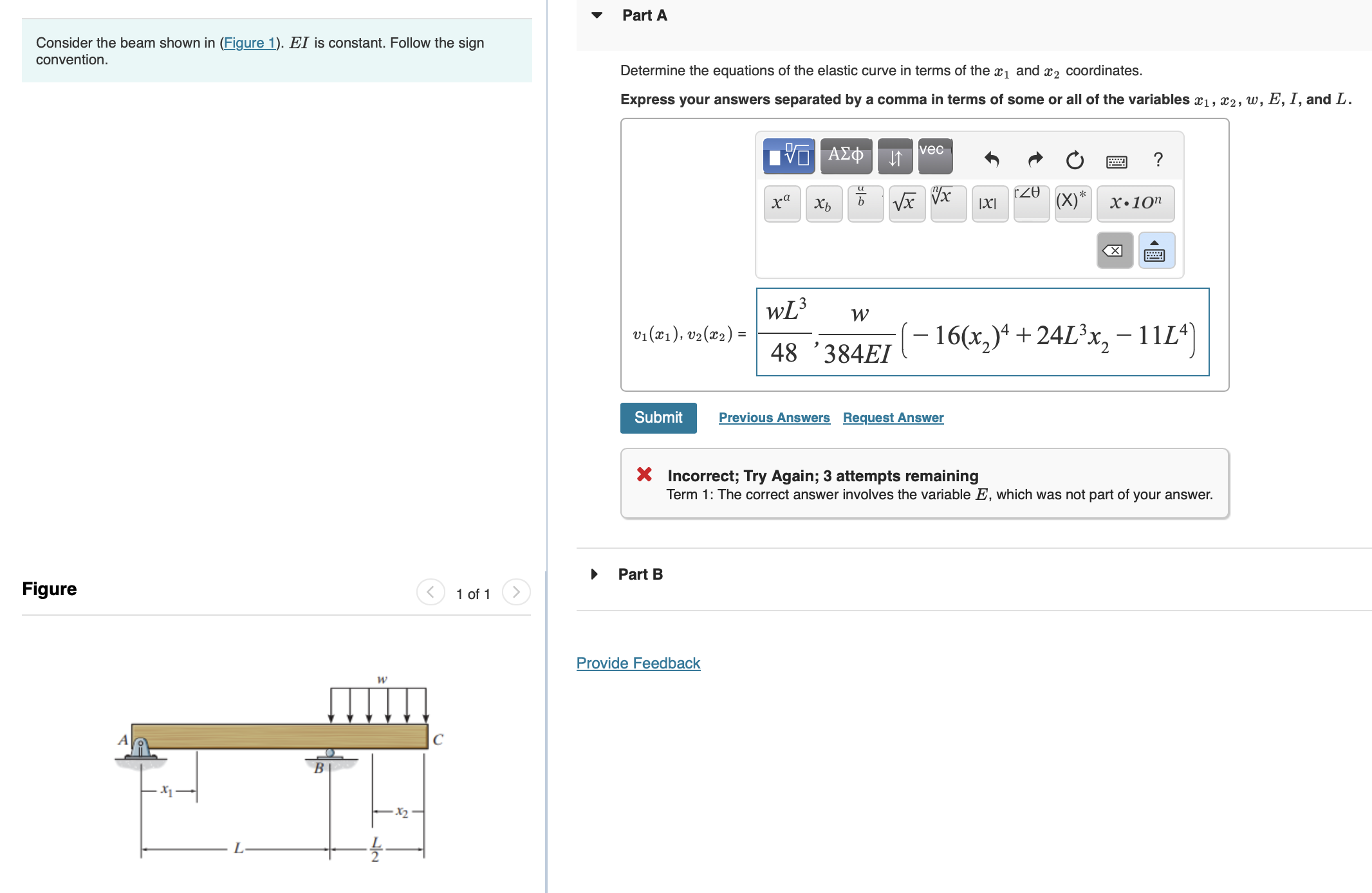 Solved Consider the beam shown in (Figure 1). EI is | Chegg.com