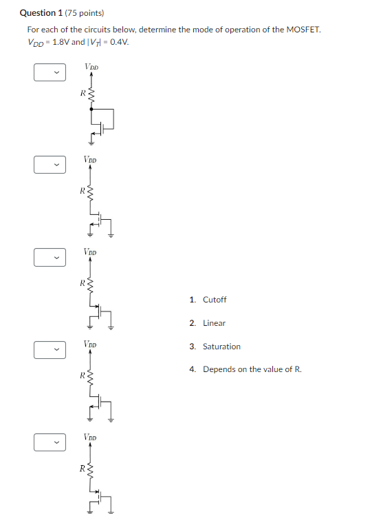 Solved For each of the circuits below, determine the mode of | Chegg.com