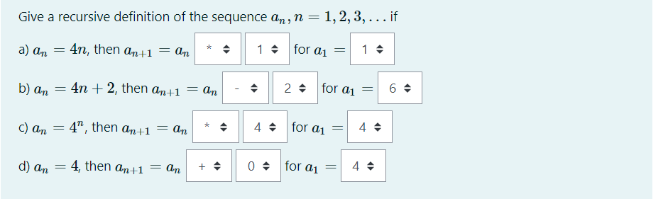 Solved Give a recursive definition of the sequence | Chegg.com