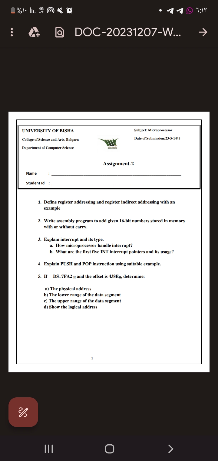 Solved 1. Define register addressing and register indirect | Chegg.com