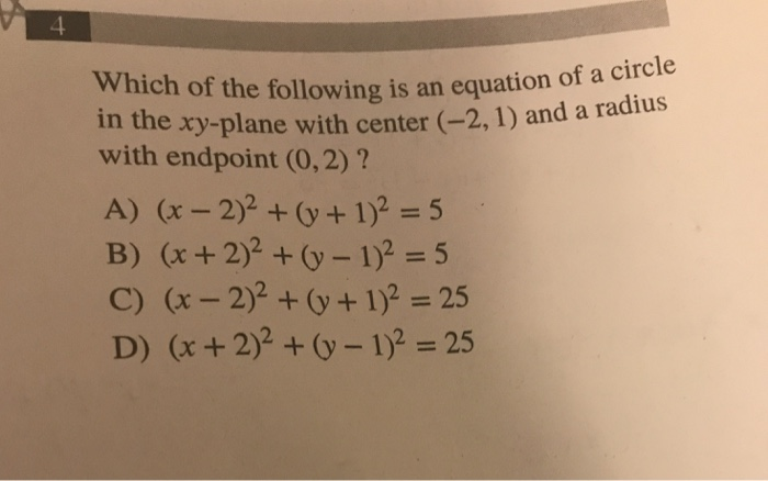 Solved Following Is An Equation Of A Circle In The Xy Plane