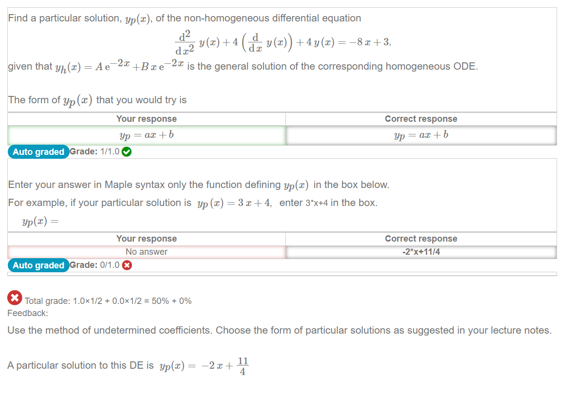 Solved Find a particular solution, yp(x), of the | Chegg.com