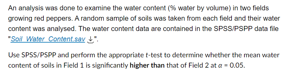 Solved An analysis was done to examine the water content (\% | Chegg.com