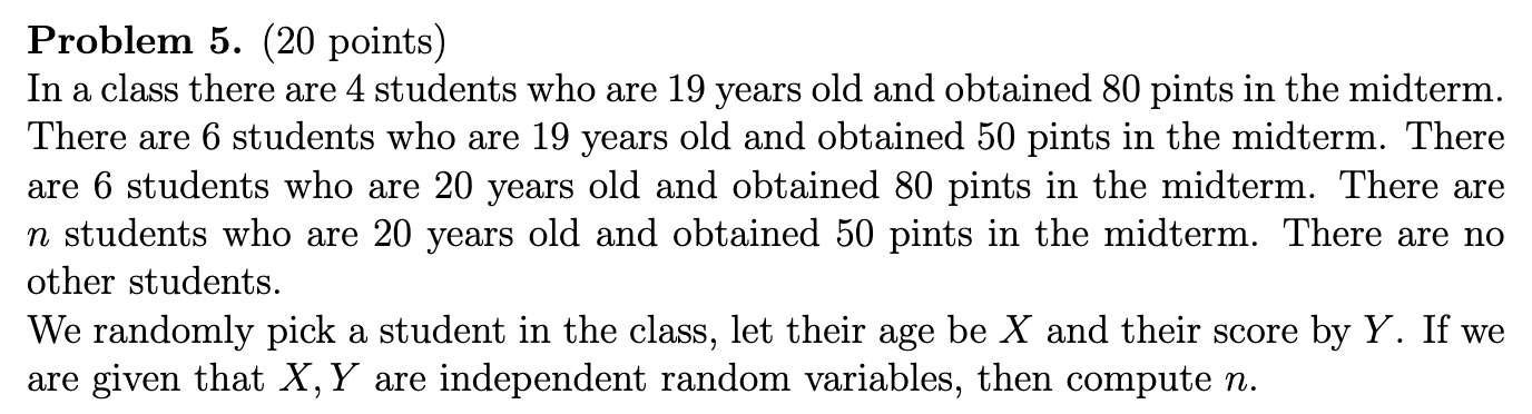 Solved Problem 5 20 Points In A Class There Are 4 
