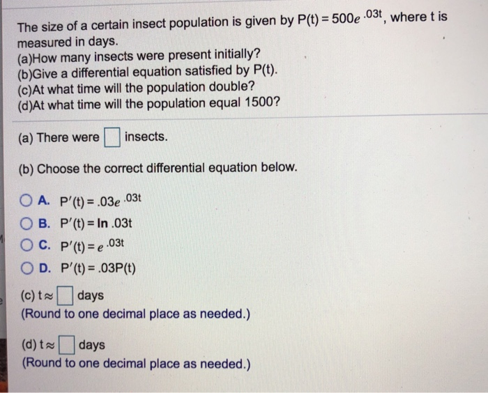 Solved The Size Of A Certain Insect Population Is Given By