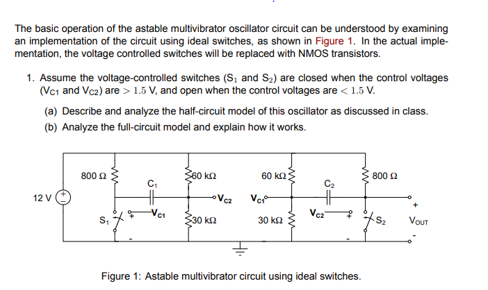 The basic operation of the astable multivibrator | Chegg.com