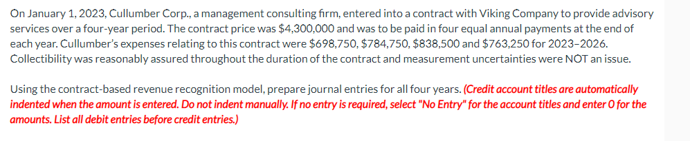 Solved On January 1, 2023, Cullumber Corp., a management | Chegg.com