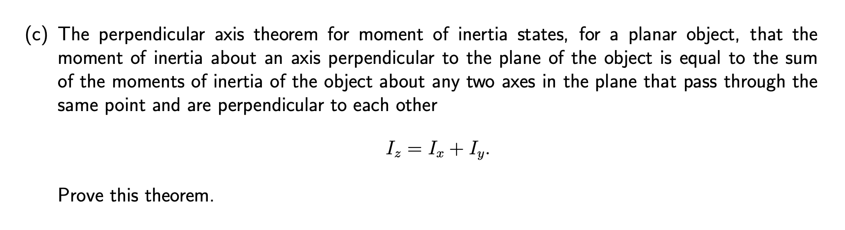 Perpendicular Axis Theorem