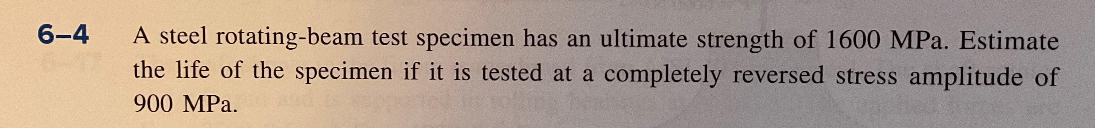 Solved 6-4 A steel rotating-beam test specimen has an | Chegg.com