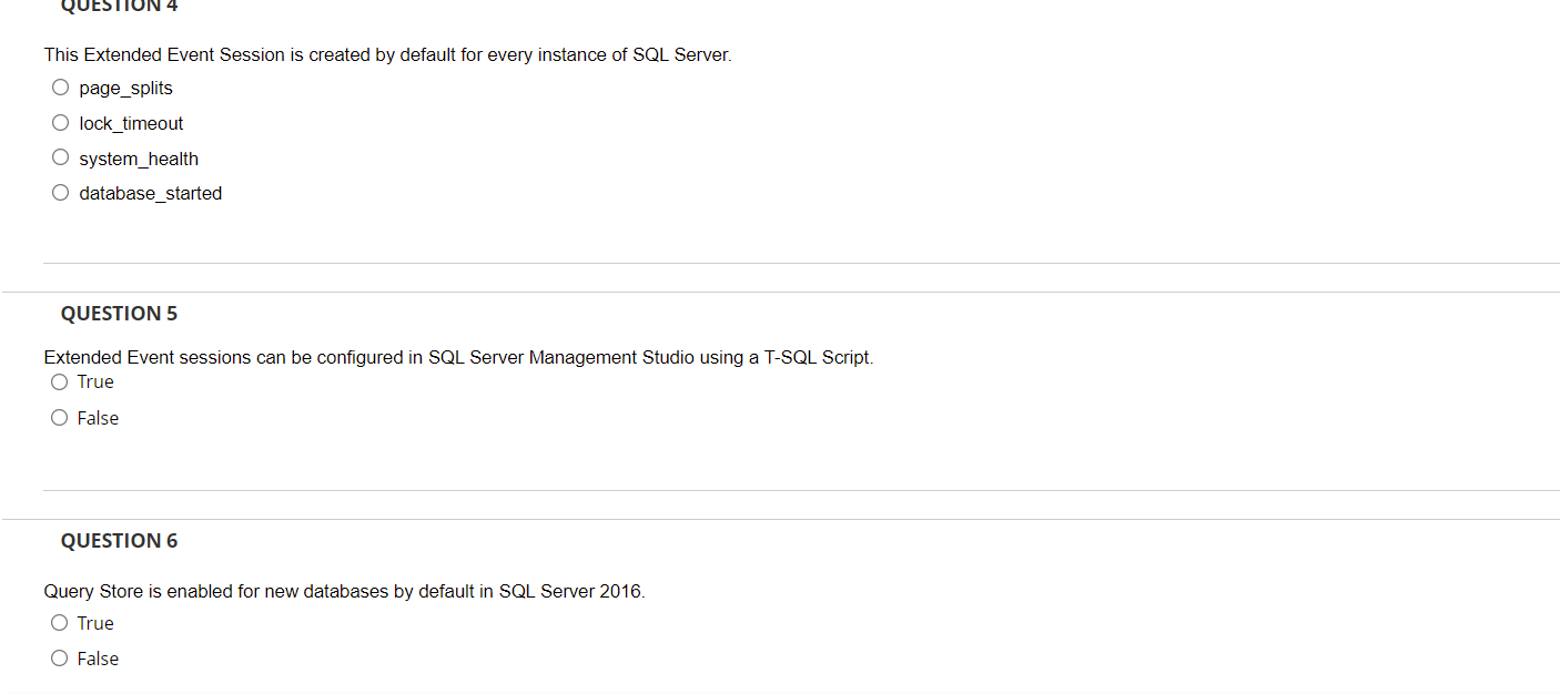 Solved Choose which of the following SQL Server performance | Chegg.com