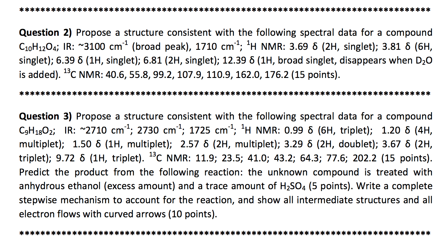 Solved Propose the structure of the following molecules | Chegg.com