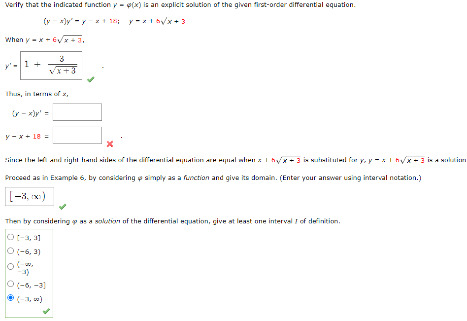 Solved Verify that the indicated function y=φ(x) is an | Chegg.com