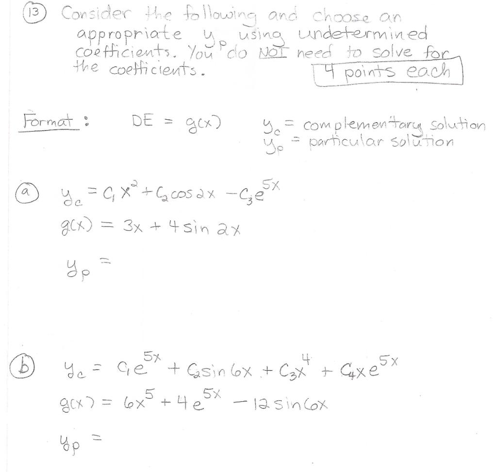 Solved (13) Consider the following and choose an appropriate | Chegg.com
