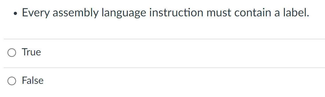 Solved Every assembly language instruction must contain a | Chegg.com