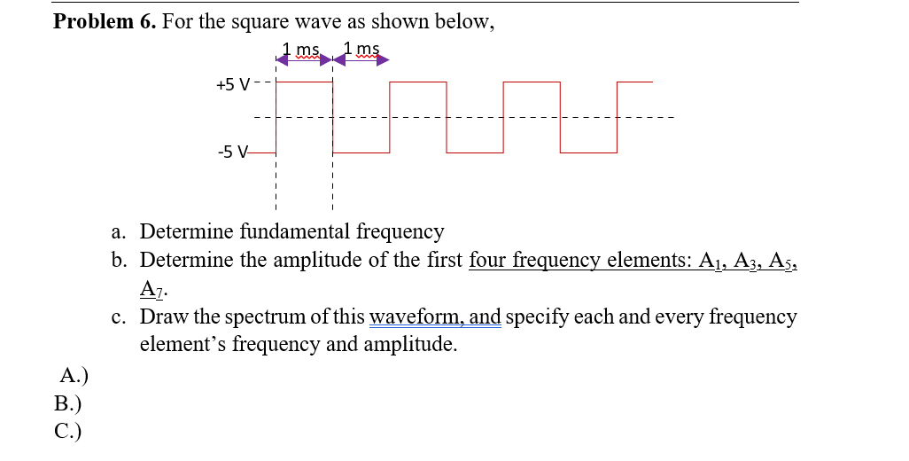Solved Problem 6. For the square wave as shown below, a. | Chegg.com