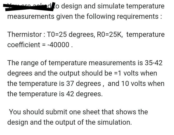 Solved Gold to design and simulate temperature measurements | Chegg.com