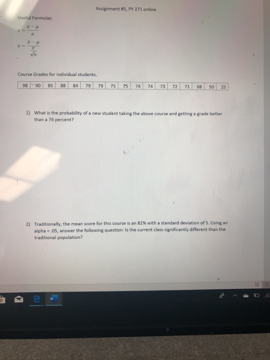 Solved Assignment #5, PY 271 online Useful Formulas: x- | Chegg.com