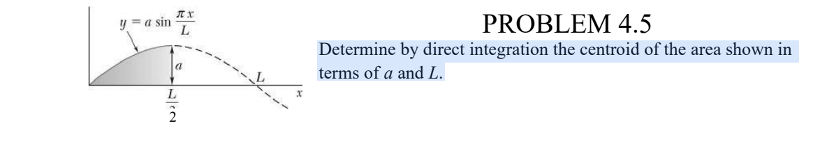 Solved Determine by direct integration the centroid of the | Chegg.com