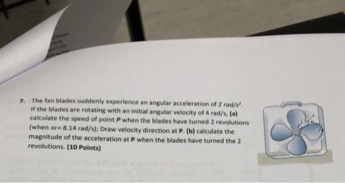 Solved The fan blades suddenly experience an angular | Chegg.com