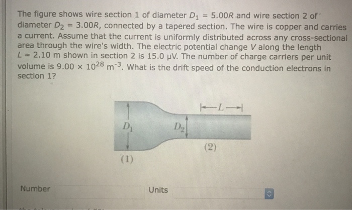 Solved The figure shows wire section 1 of diameter D1 = | Chegg.com
