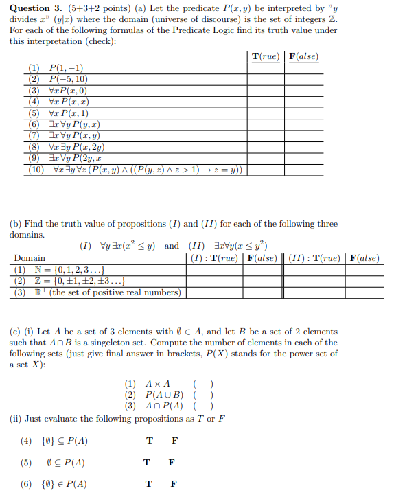 Solved Question 3. (5+3+2 points) (a) Let the predicate | Chegg.com