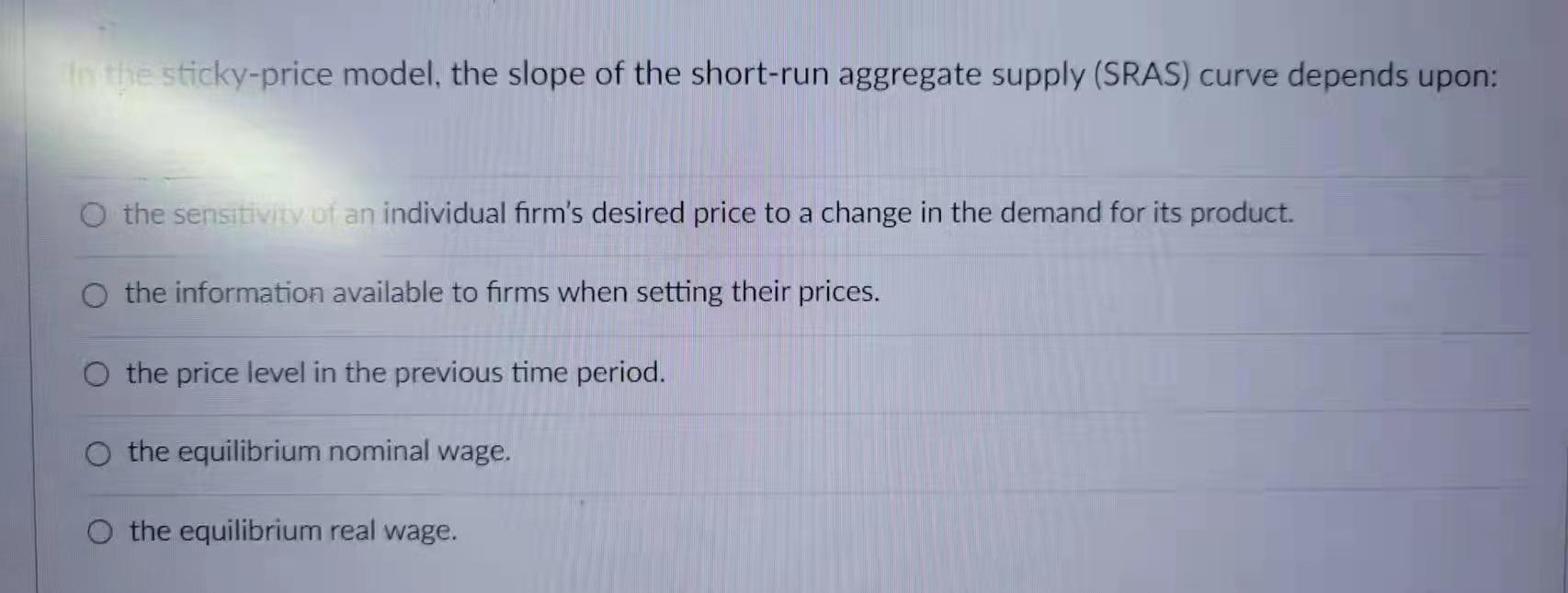 Solved In the sticky-price model, the slope of the short-run | Chegg.com