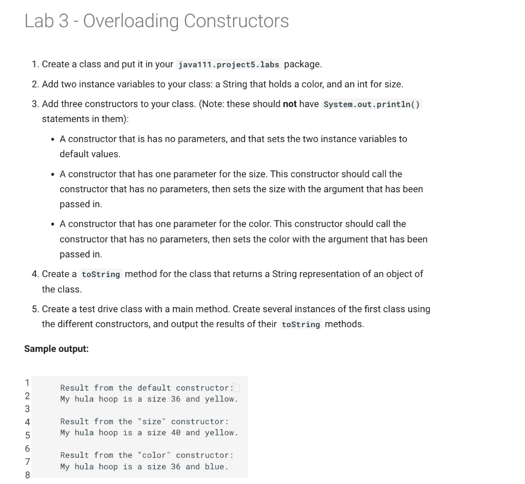 Solved 1. Create a class and put it in your | Chegg.com